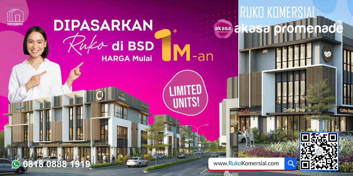 RUKO AKASA PROMENADE 1M-an TYPE 4x8m BSD SMART CITY SINARMASLAND ...